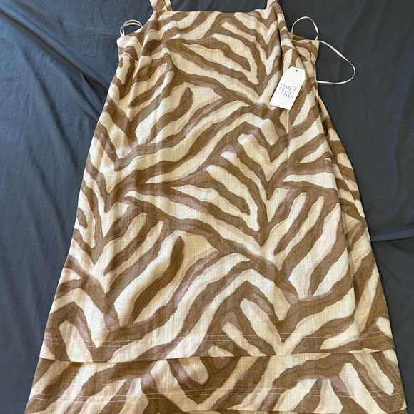 Time and Tru | Dresses | Time And Tru Tan And Cream Zebra Print Dress ...
